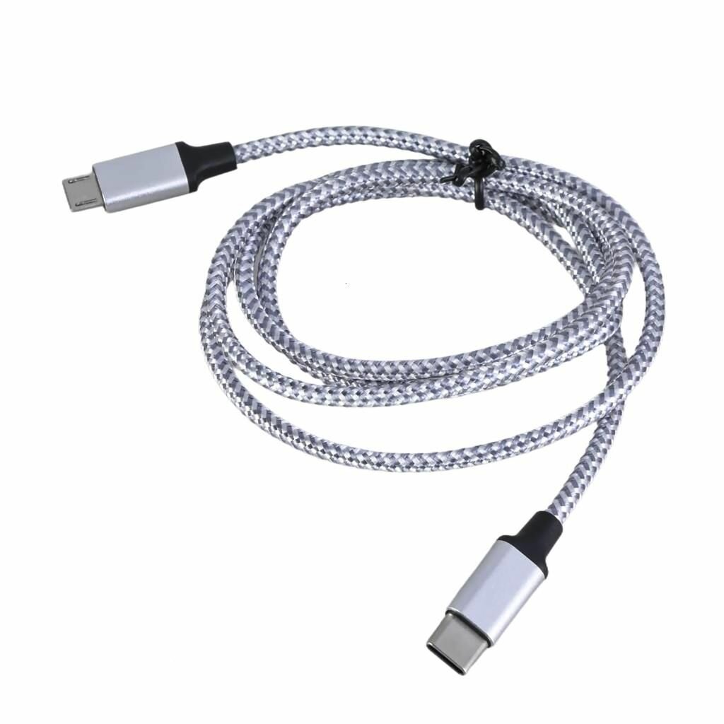 Кабель для передачи данных Type C-micro USB серого цвета OTG-1,5 м