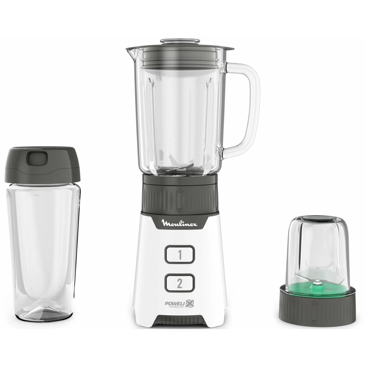 Блендер стационарный Moulinex LM16L110 400Вт черный/белый, Регулировка скорости вращения, Режим колки льда