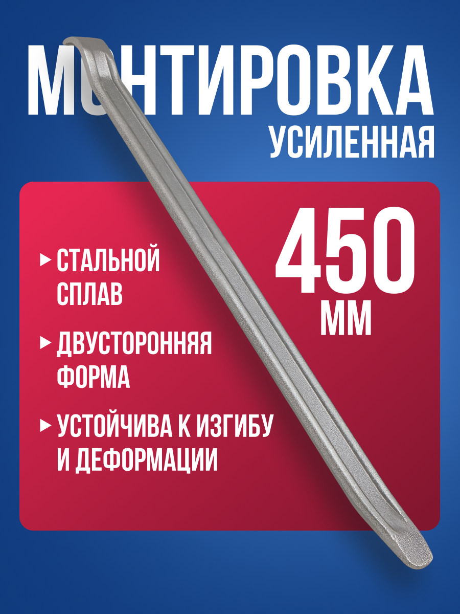 Монтировка для автомобиля RedMark 450 мм / лом – лопатка / монтажка плоская, усиленная