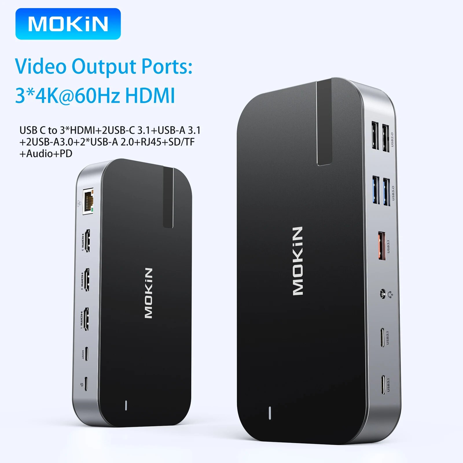 MOKiN USB C Док-станция 15 в 1 для ноутбуков, 15in1 with 3HDMI
