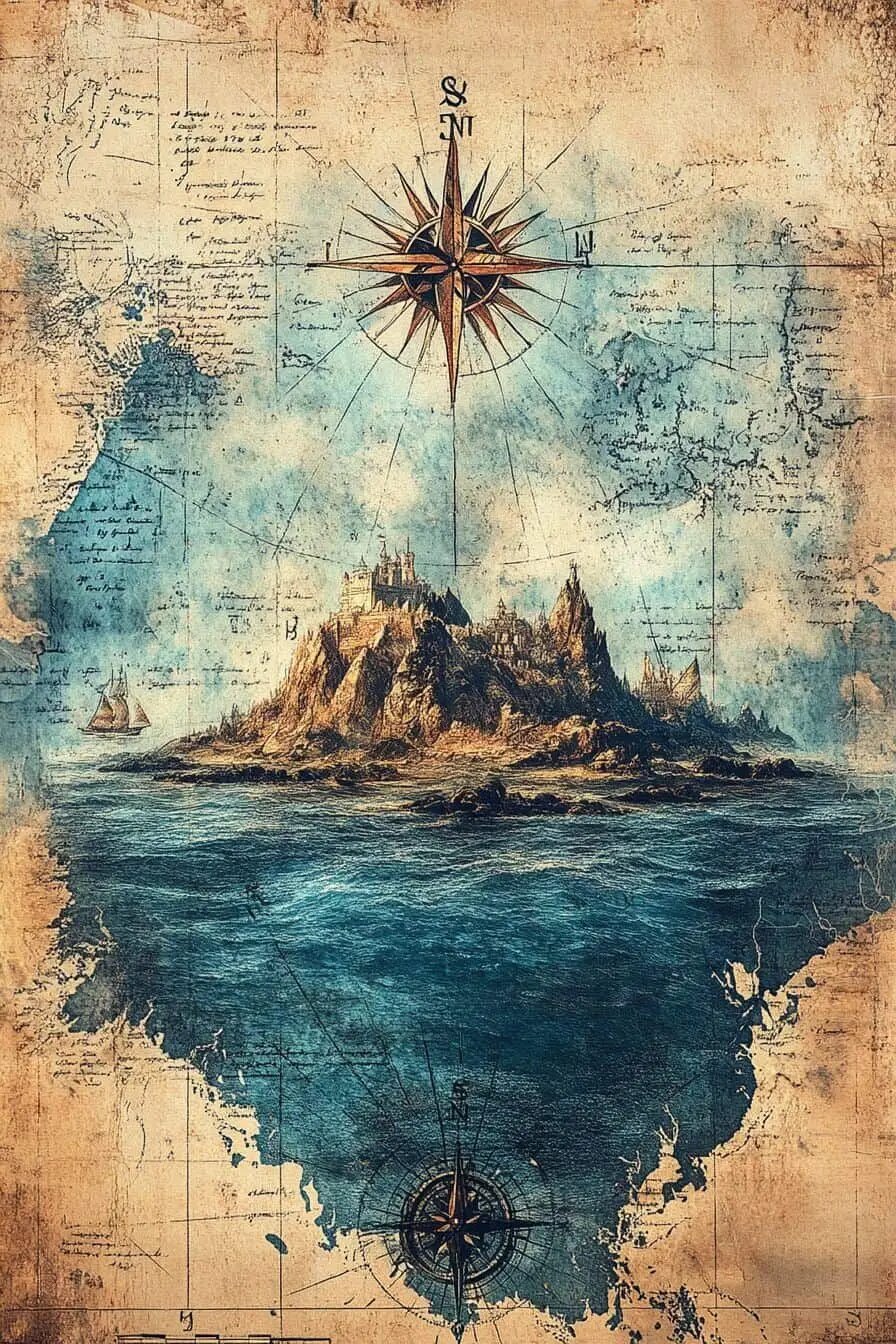 Винтажный морской плакат 30x45см, цвет 14