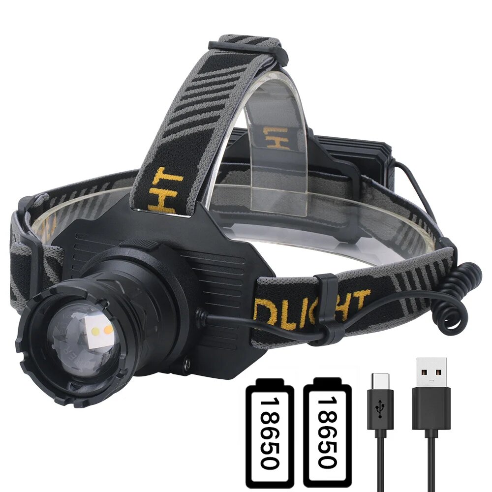 Налобный фонарь BORUiT двухцветный перезаряжаемый With Battery