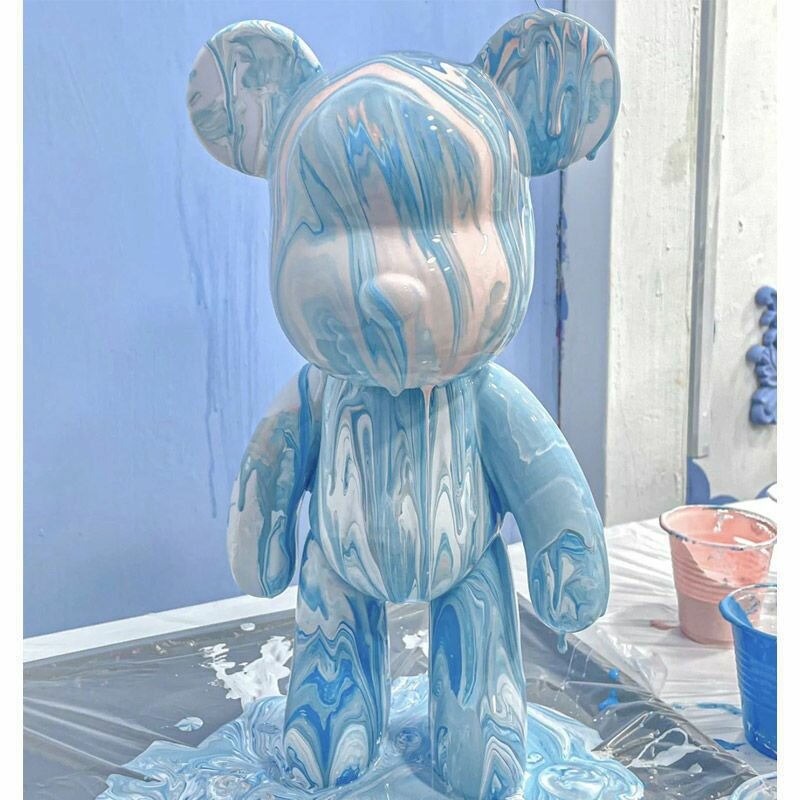 Набор для творчества мишка с красками Bearbrick fluid art 23 см Белый синий синий
