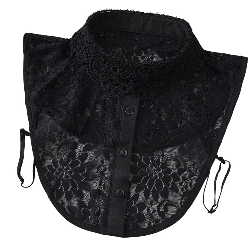 Женский поддельный воротник, универсальный кружевной поддельный воротник-черный