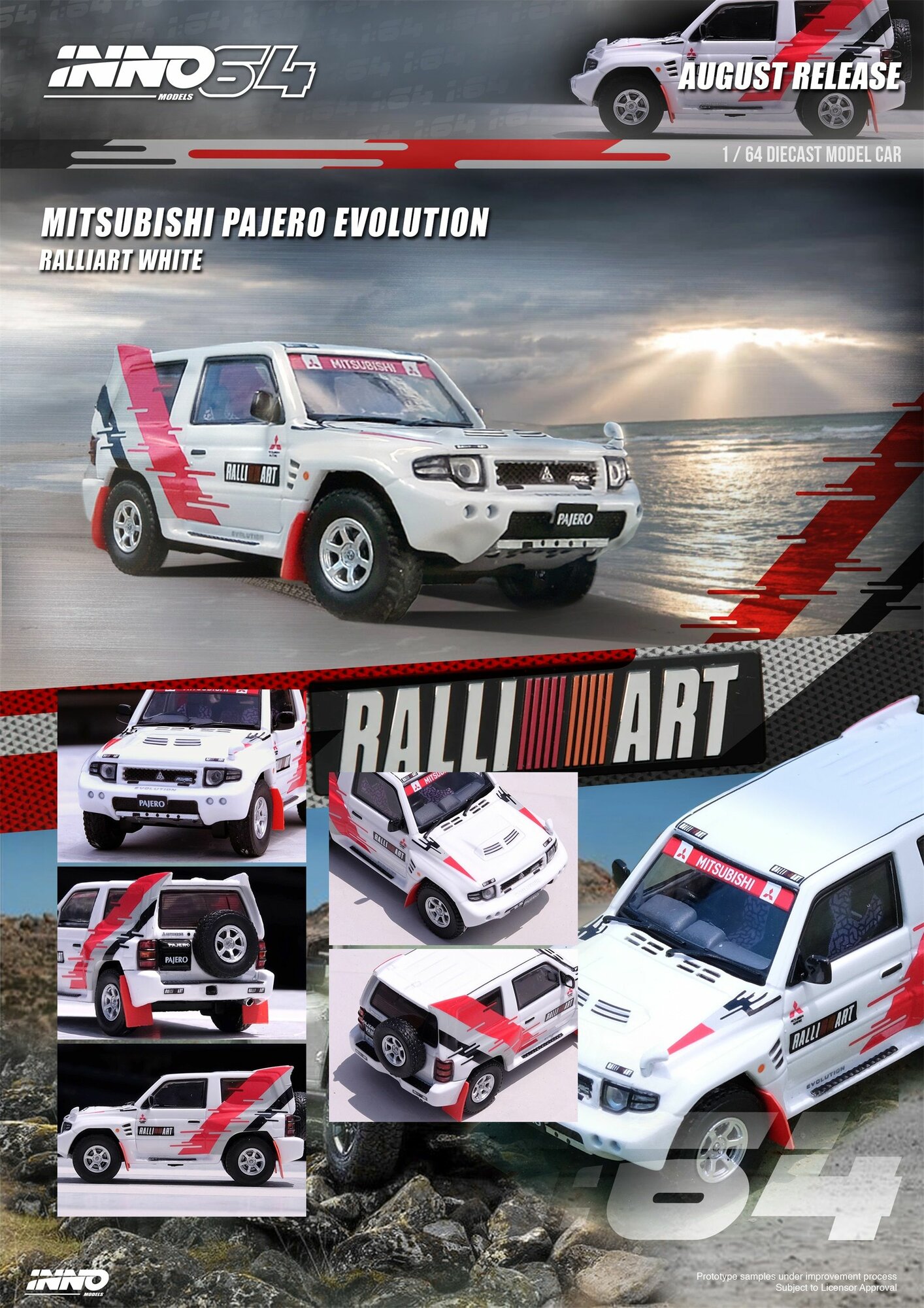 Машинка INNO 1/64 MITSUBISHI PAJERO EVOLUTION "RALLIART" White Die-cast Alloy Car Model Collection Gift