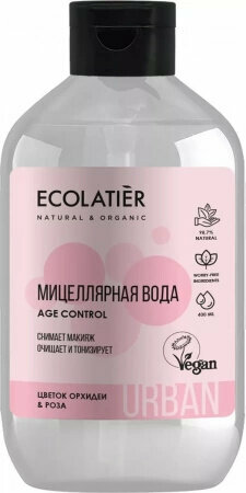 Мицеллярная вода Ecolatier Urban для снятия макияжа Цветок орхидеи и роза, 400 мл.