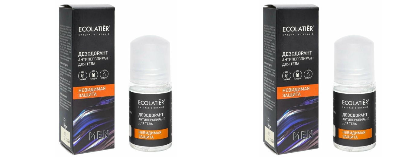 Дезодорант-антиперспирант Ecolatier Men, Невидимая защита, 50 мл, 2 шт.