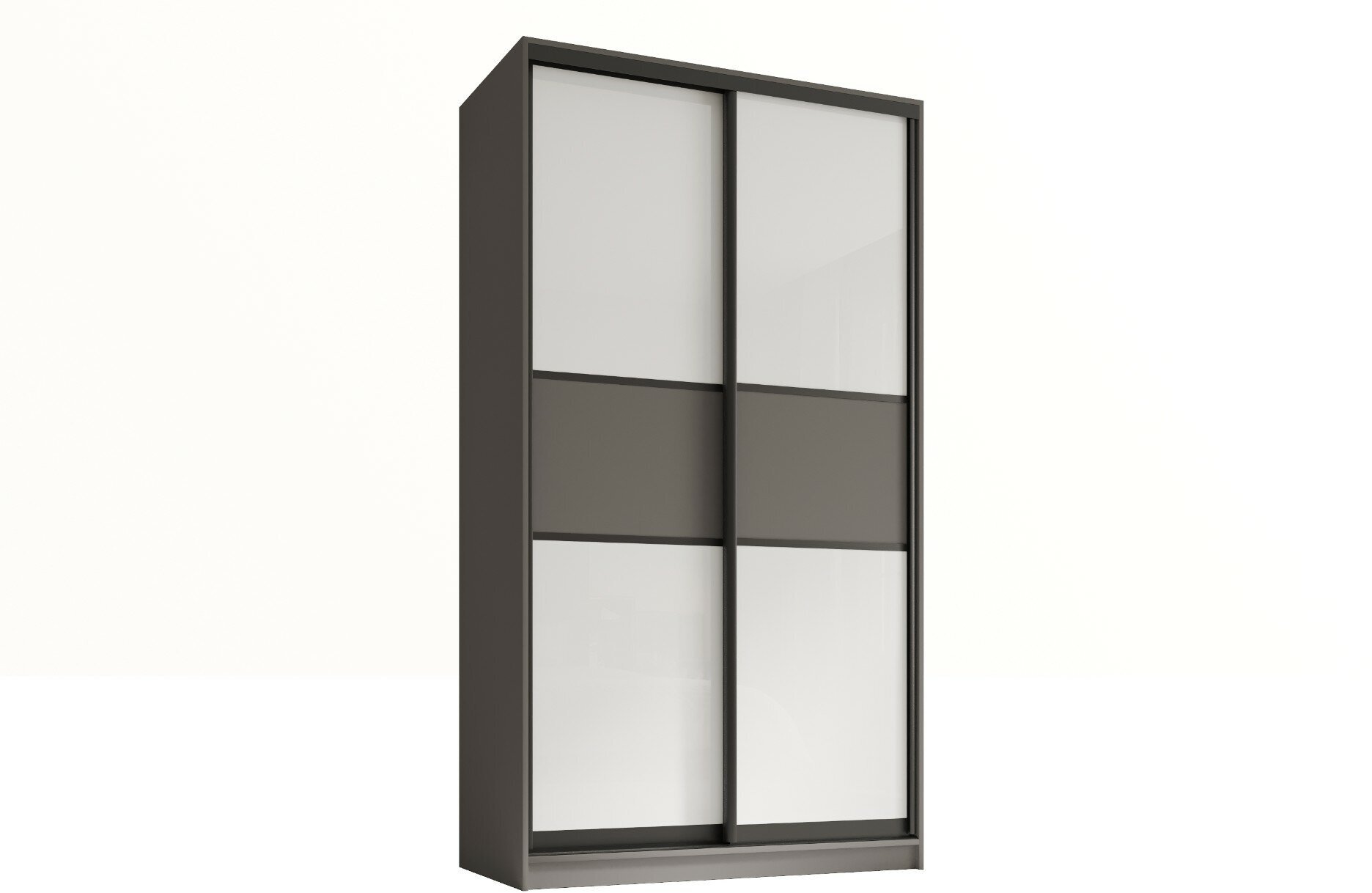 Шкаф купе, для одежды Фабиан 2, Легкомаркет, 100х60х240, платяной, графит, профиль глянец черный, стекло Оракал