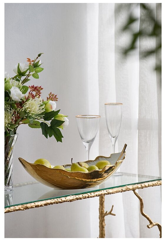 8850 Блюдо декоративное Лист 47x18x16 см, керамика, белый, Glasar