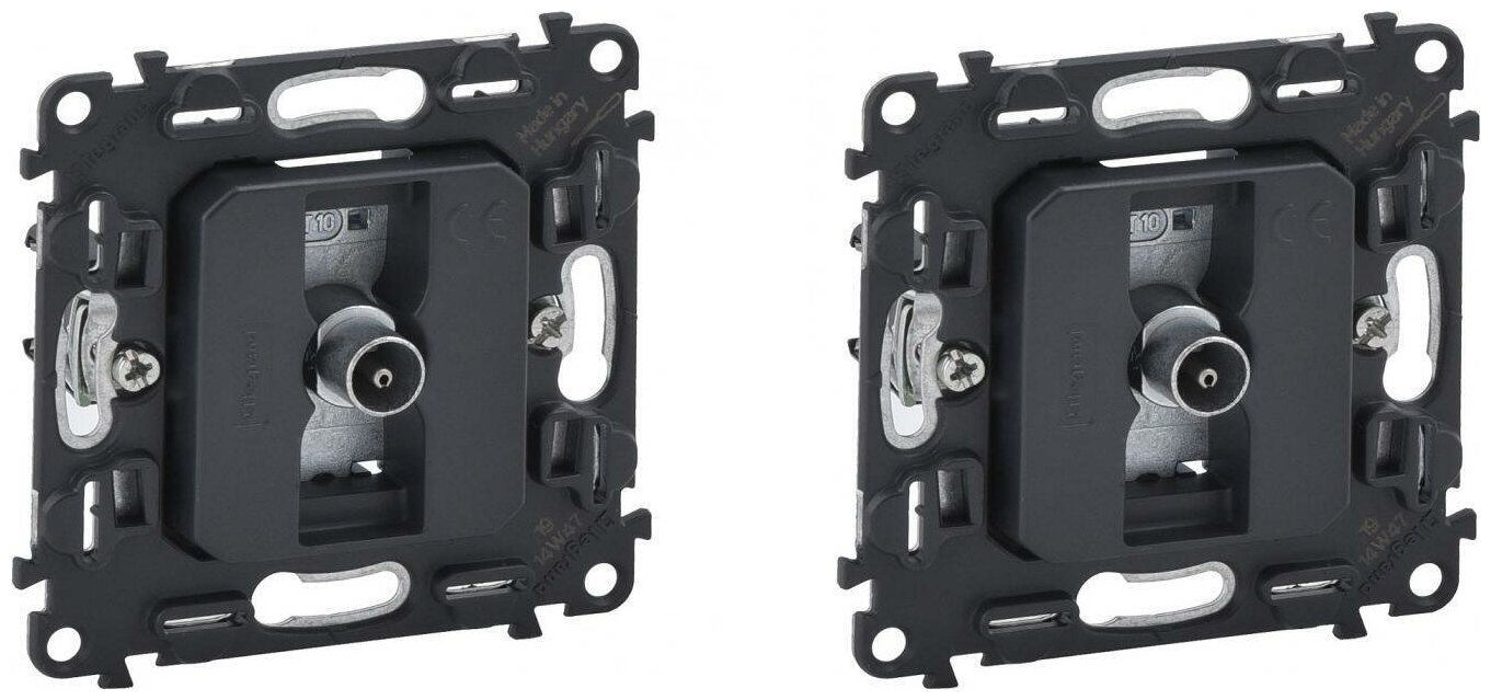 Механизм телевизионной розетки Legrand Valena In'Matic TV 0-2400мГц черный (комплект из 2 шт)