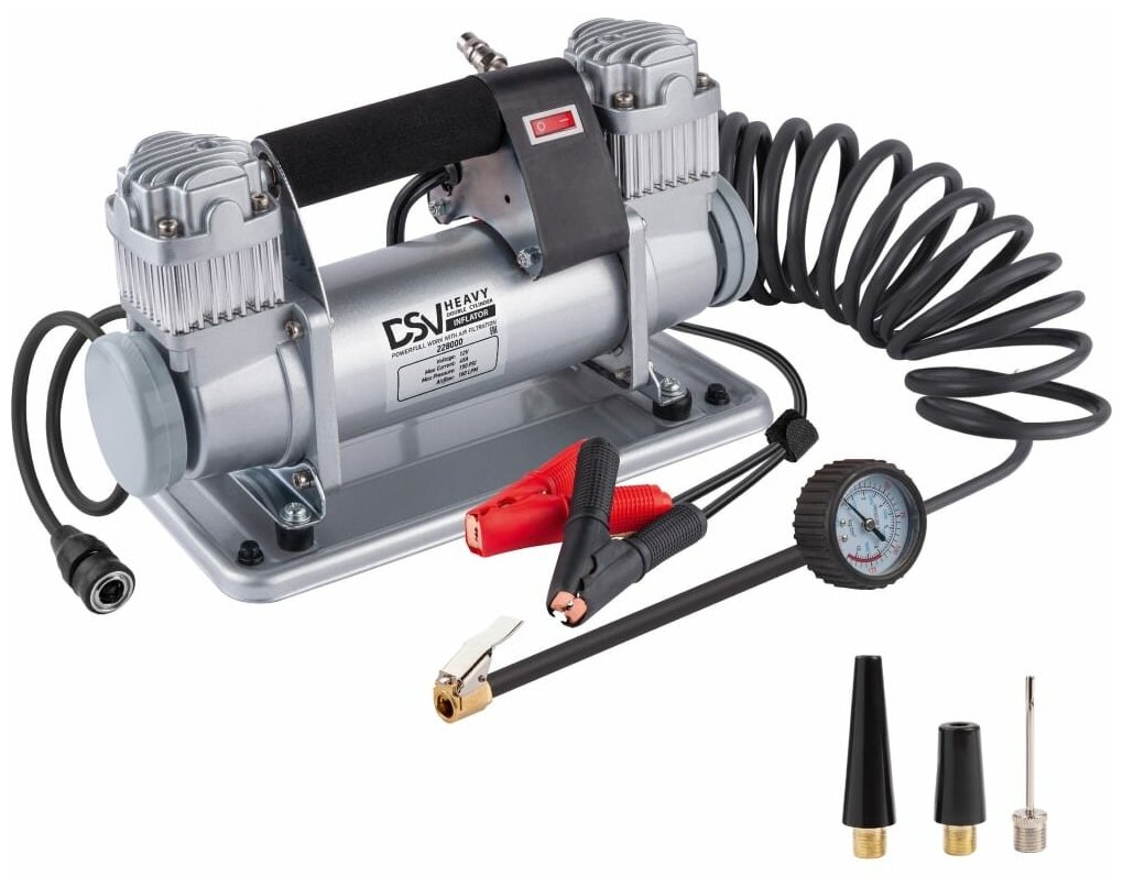 Компрессор DSV HEAVY с воздушными фильтрами, 160л/мин, сумка, Она позволяет регулировать давление в случае перекачки