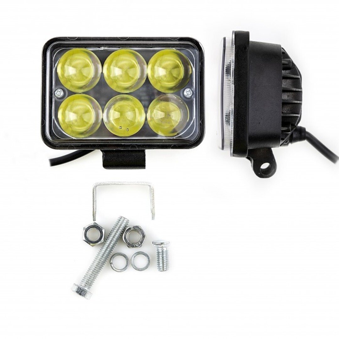 Фара светодиодная дополнительная 6 SMD 18W, 10-30V, 6*3W 110*76*54 мм (907376)