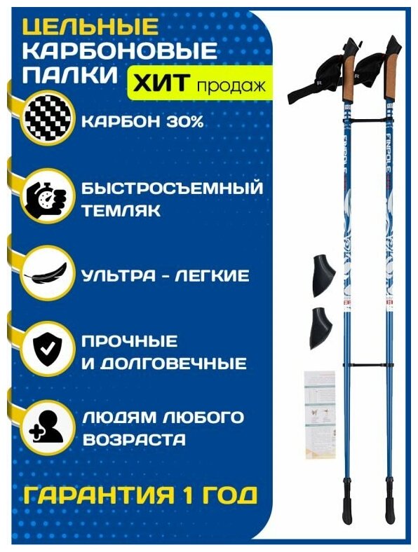 Палки для скандинавской ходьбы Finpole ERA 30% Carbon. 110 см.