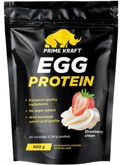Протеин Prime Kraft СПП «Яичный протеин» (Egg Protein) со вкусом: «Клубника-сливки»