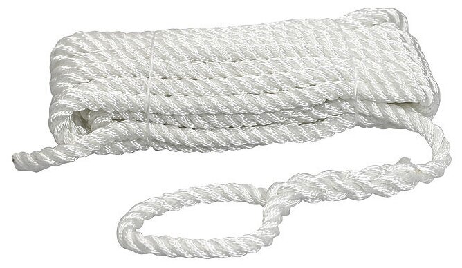 Трос швартовый трехпрядный Santong Rope d16 мм х 10 м, белый