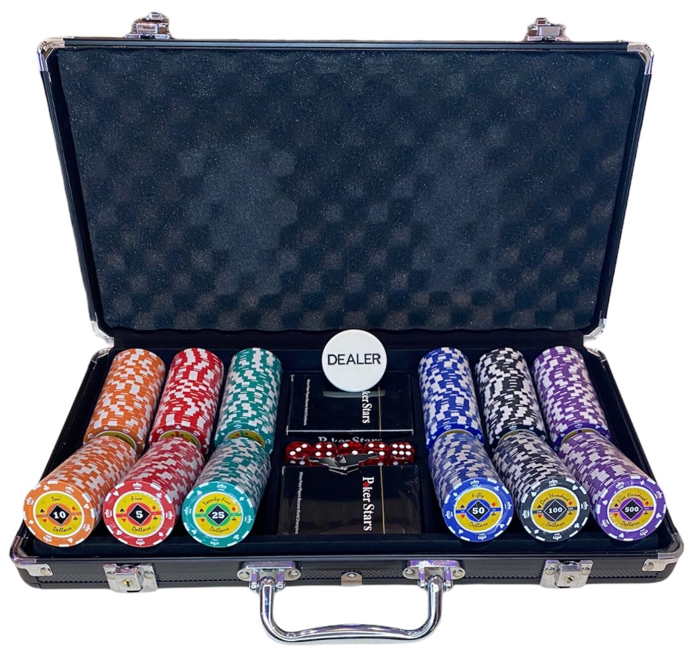 Покер/Покерный набор Crown 300, 300 фишек 14 г / пластиковые карты/ сукно