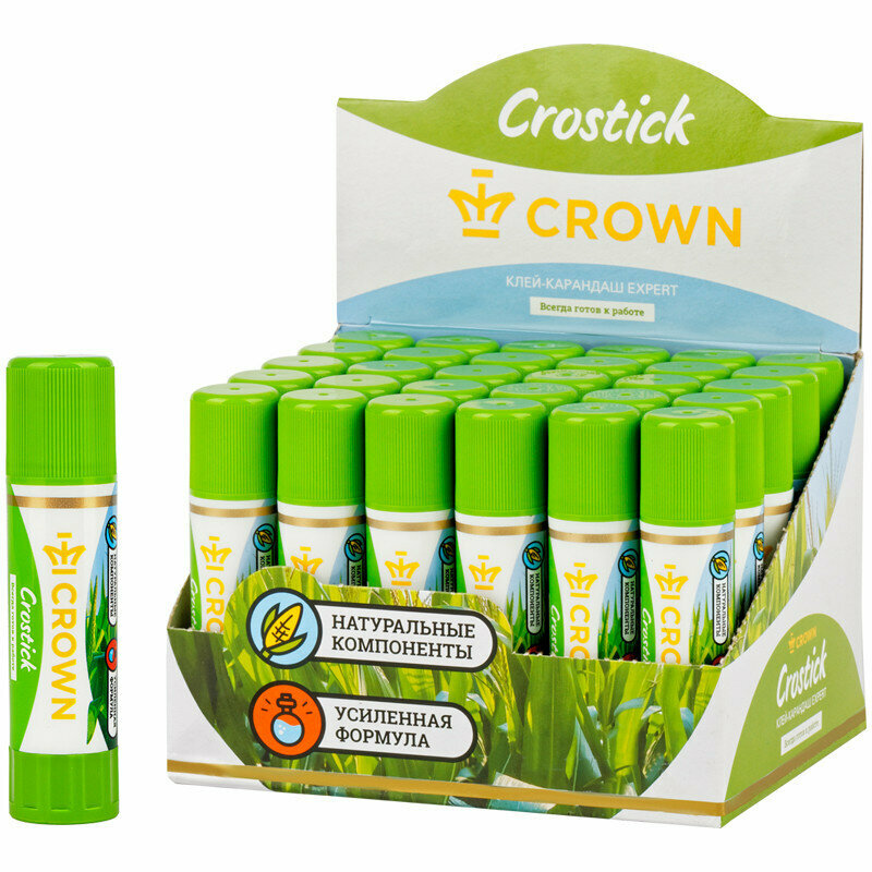 Клей-карандаш Crown "Expert", 08г, ПВП, 207881