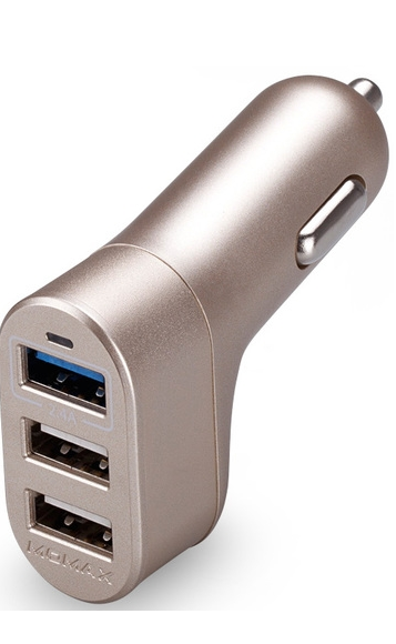 Автомобильное зарядное устройство Momax XC Triple USB 4.4A, MFI, Золотой