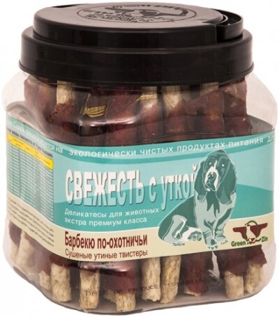 Green Qzin Лакомство для собак Свежесть сушеные утиные твистеры 750г