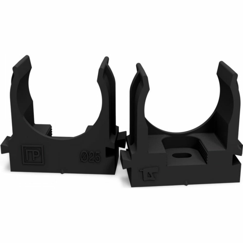 Крепеж-клипса для труб Промрукав для прямого монтажа черная в п/э д25 100 шт PR13.0133