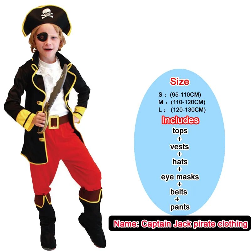 Детский пиратский костюм Captain Jack, размер L