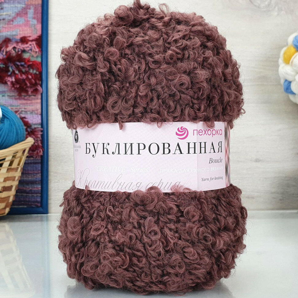 Пряжа Пехорка буклированная 173 грильяж (5 мотков)