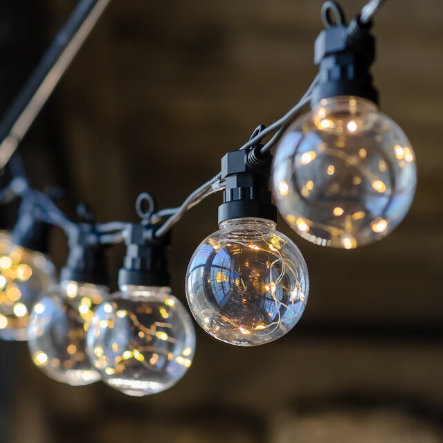 Гирлянда из лампочек Coronel 4.5 м, 10 ламп, теплые белые микро LED, черный ПВХ, IP44, Koopman, LE2000030