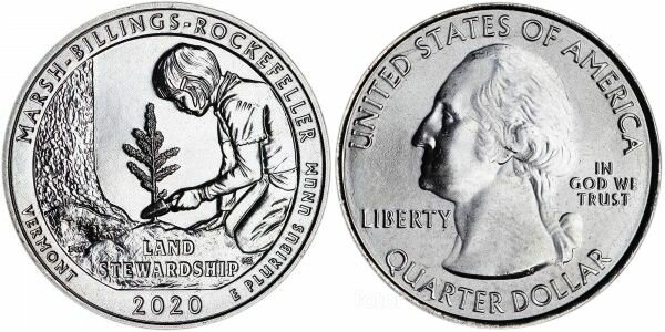 США 25 центов 2020 Квотеры Парки США 54 - Марш-Биллингс-Рокфеллер
