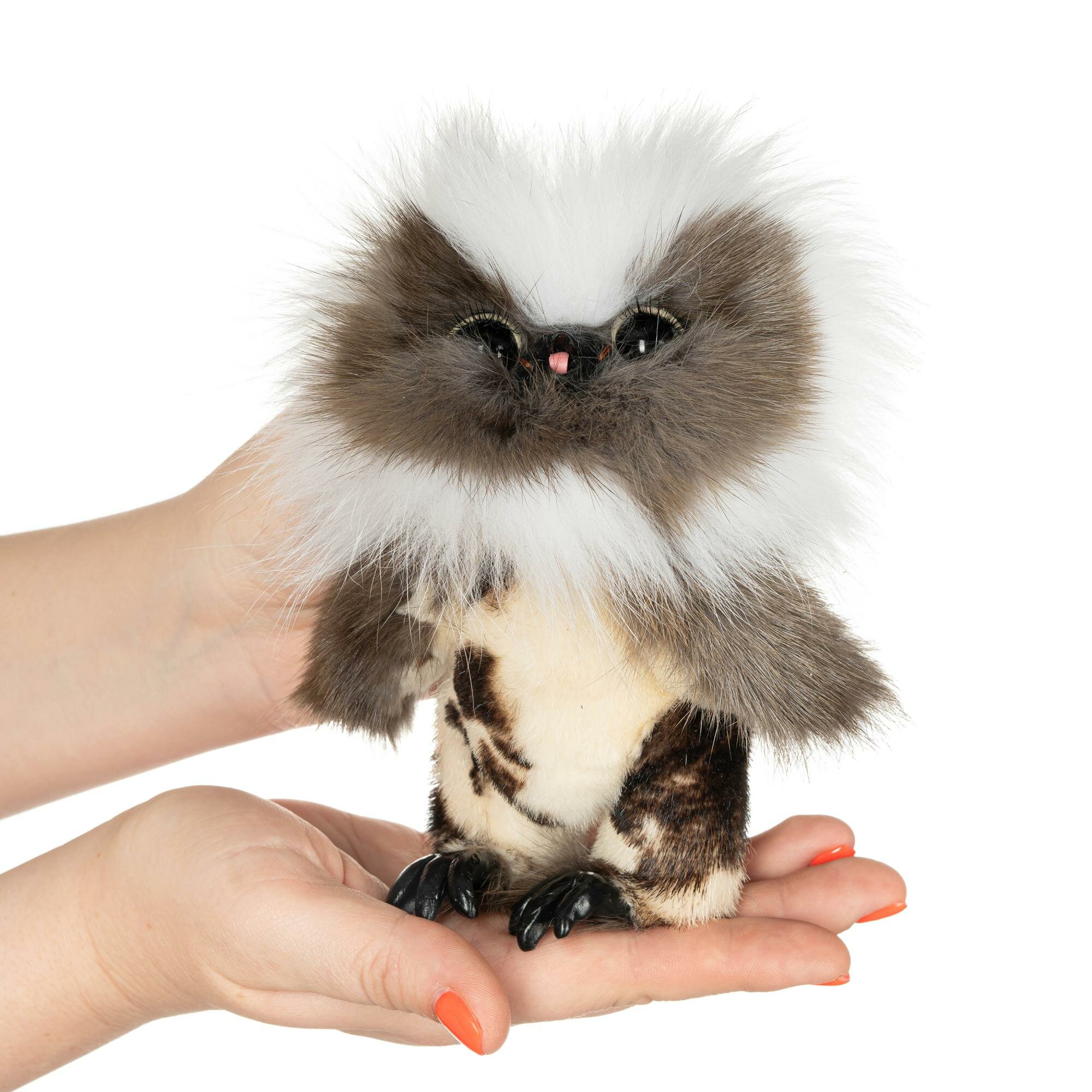 Мягкая игрушка сова на ножках Holich Toys из натурального меха норки леопард, мягкие игрушки, игрушки для детей, детские игрушки, игрушки для девочек, игрушки для мальчиков