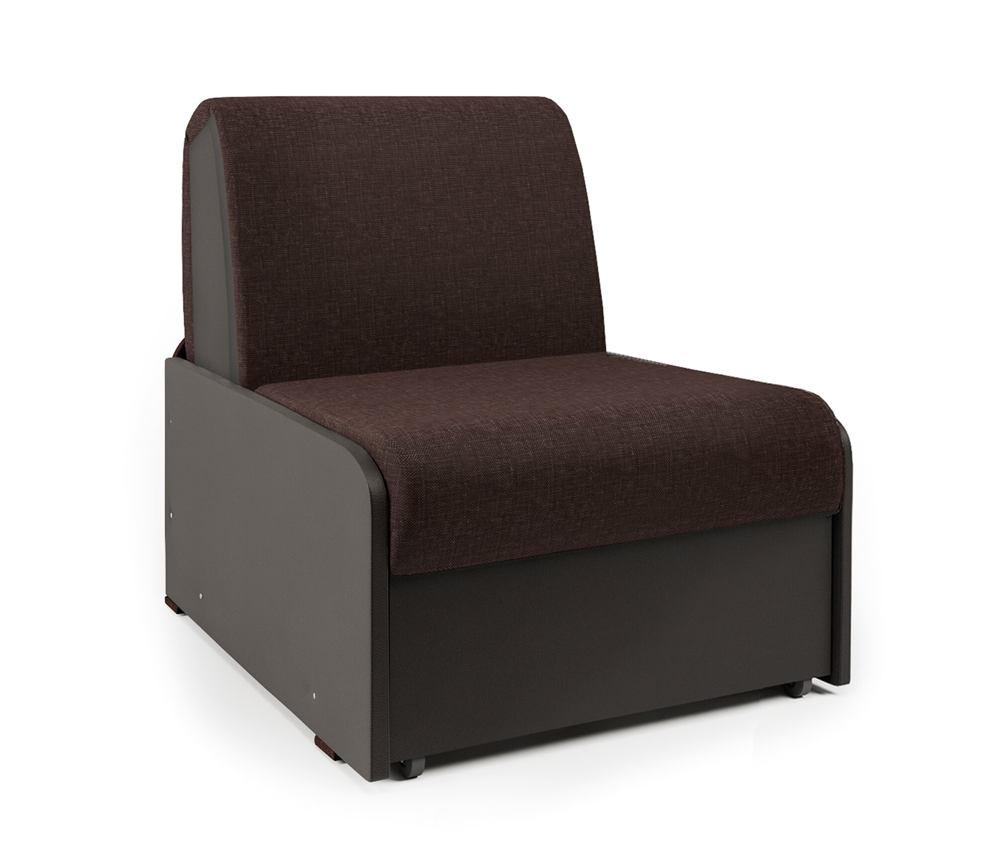Кресло-кровать Коломбо БП, спальное место 80х194 см, механизм аккордеон, рогожка шоколад и экокожа коричневый