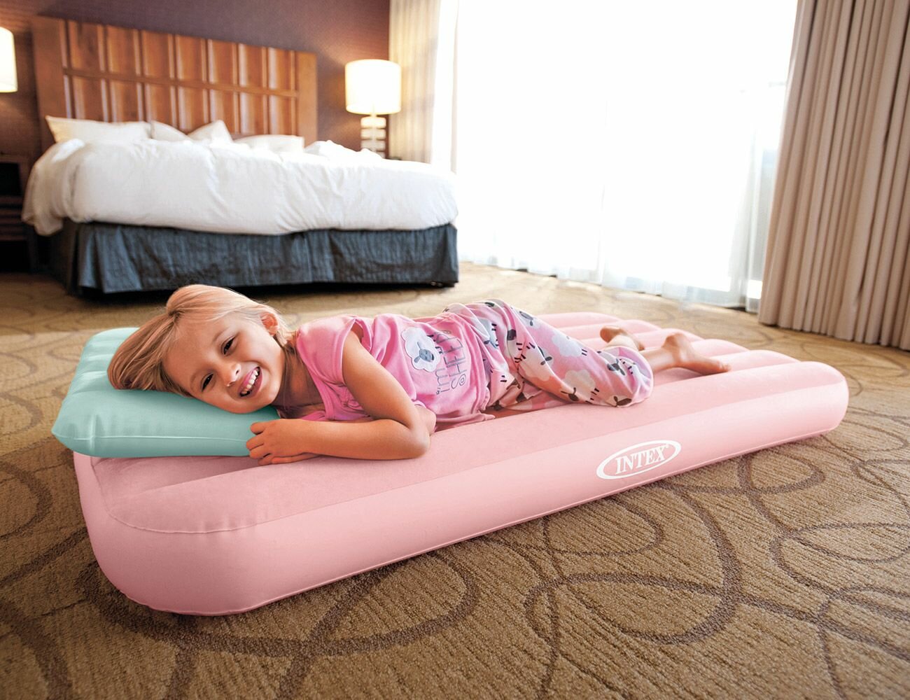 Подушка туристическая надувная мятная, 43х28х9см