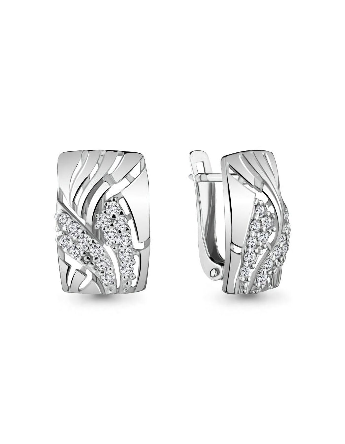 Серьги, серебро, 925 проба, родирование, фианит
