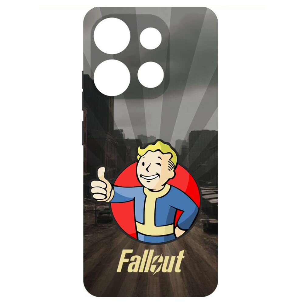 Чехол-накладка Krutoff Soft Case Фоллаут (Fallout) - Волт-бой для TECNO POP 7 черный