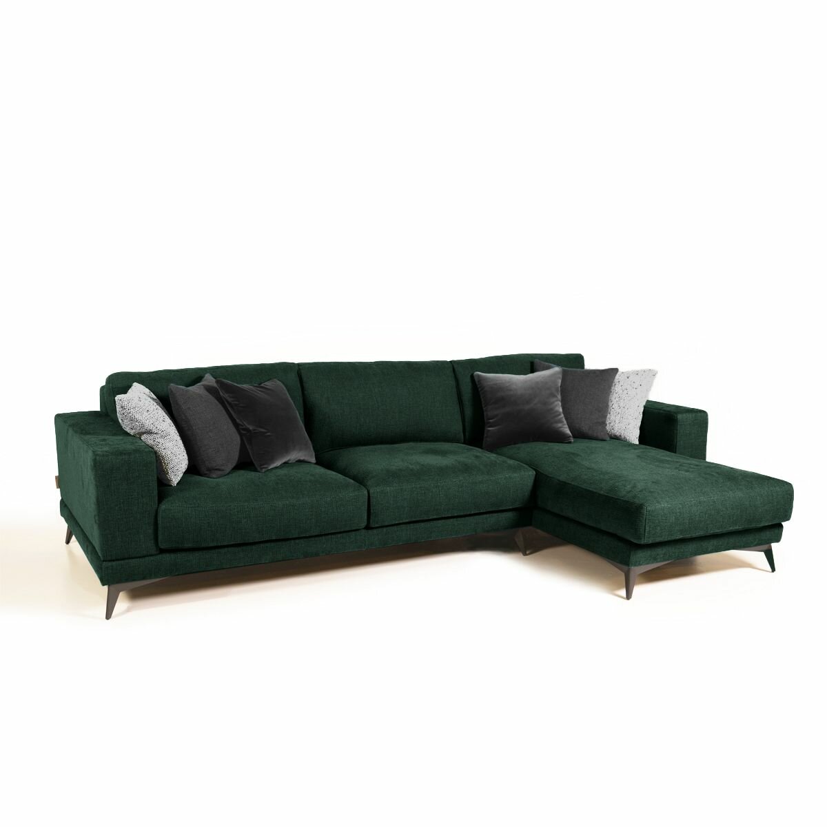 Диван Бергамо правый с оттоманкой в премиальном велюре 2,5м/39