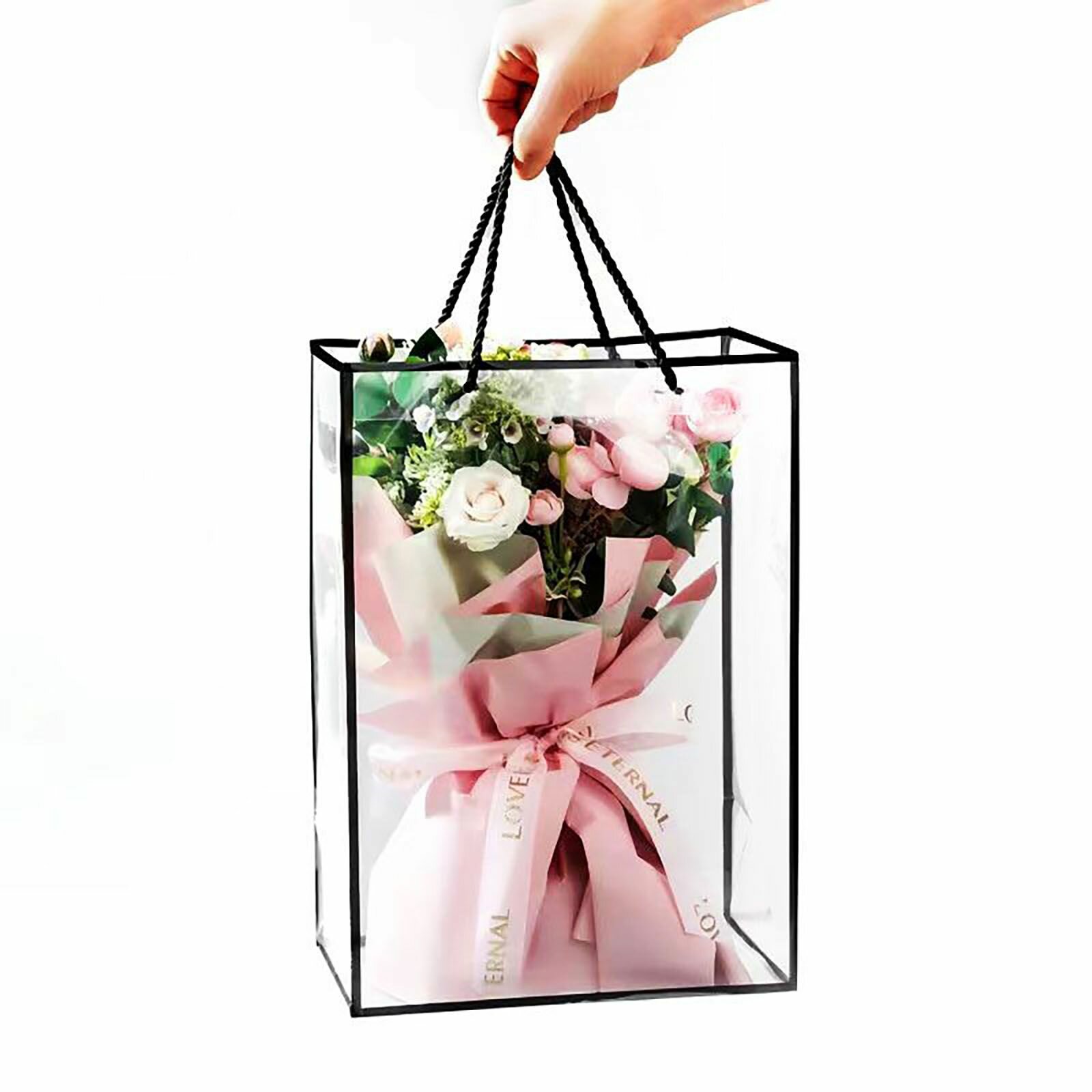 Пакет для цветов пластиковый С черной рамкой, 25*18*35 см, 1 шт.