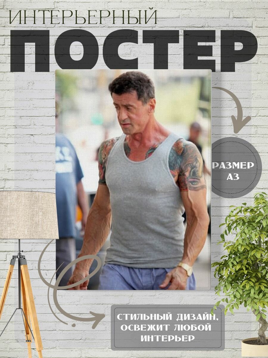 Постер интерьерный на стену Сильвестр Сталлоне, Sylvester Gardenzio Stallone