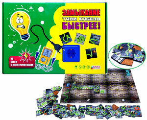 *Игр(Ракета) Игра-лабиринт Замыкание Тяни кабель [игров. поле;72дерев. тайла] (Р3999)