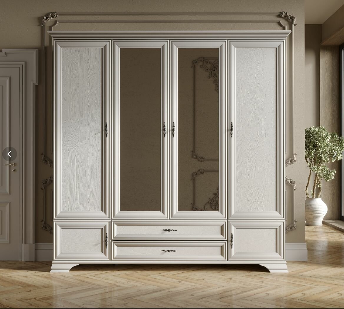 Шкаф с зеркалом Kentaki белый SZF6D2S