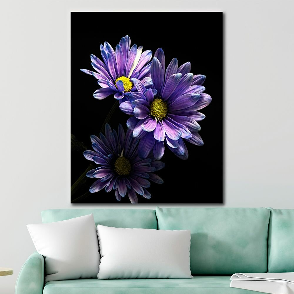 Картина на стену, интерьерная karTTina "Фиолетовые хризантемы", 50х70см 1шт.