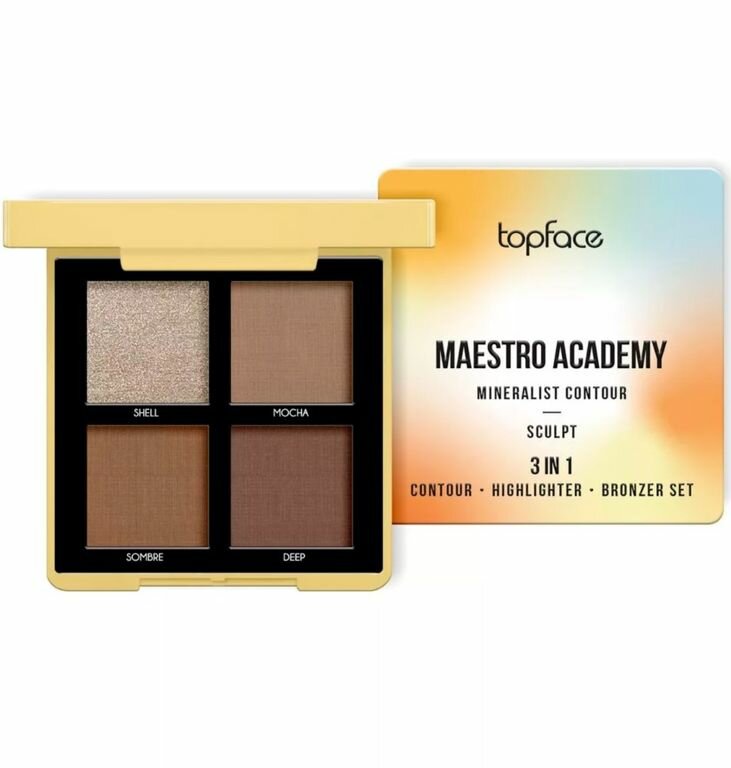 Topface палетка для скульптурирования Maestro Academy Mineralist Contour 3 в 1 контур, хайлайтер, бронзатор РТ268, тон 002 sculpt