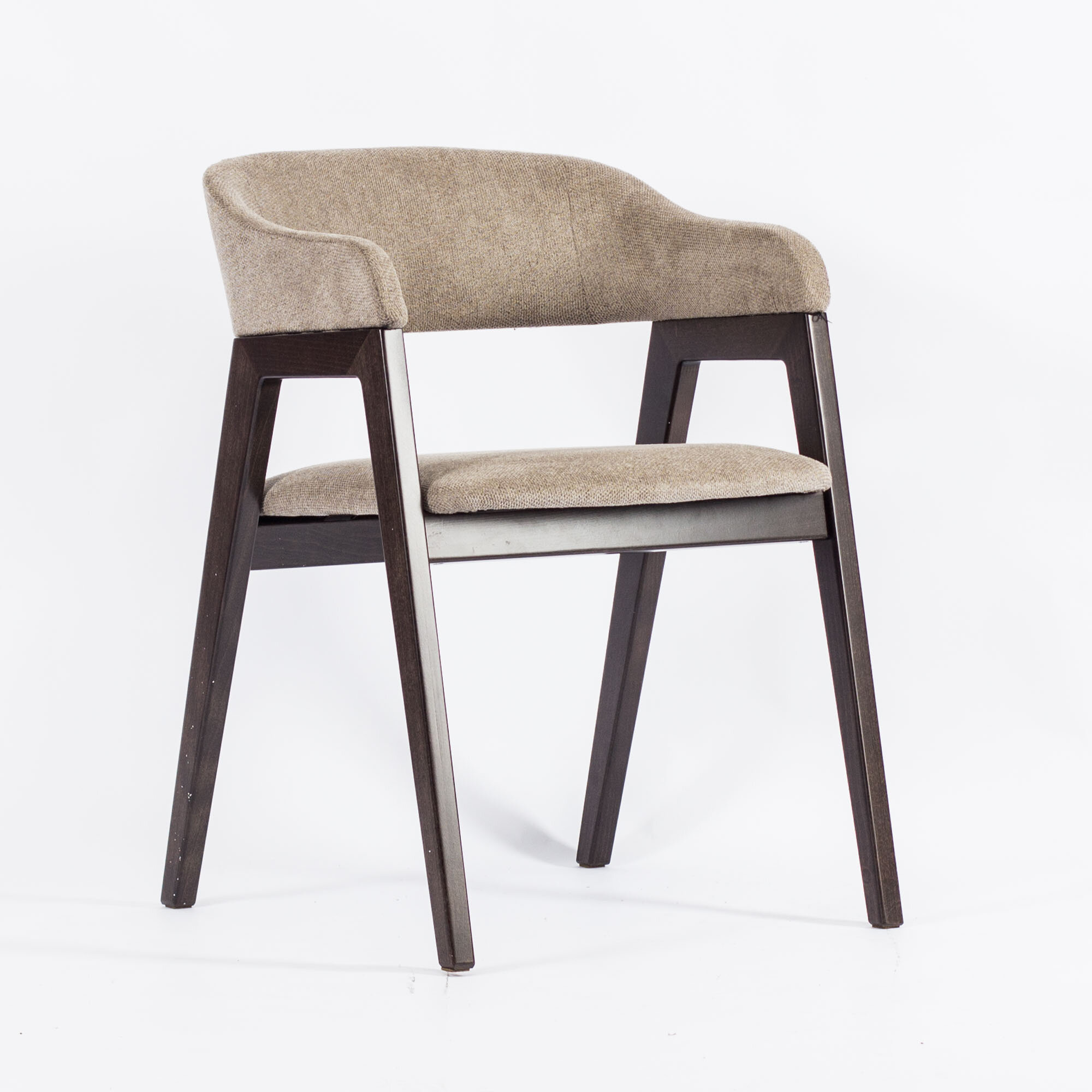 Стул Челси бежево-коричневая ткань массив бука (темный орех) для дома/для гостиной/для столовой/для кафе/кухонный стул/стул кухонный