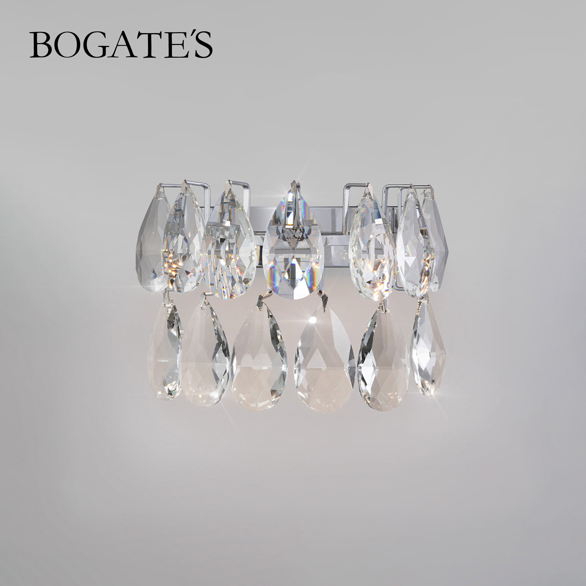 Бра / Настенный светодиодный светильник Bogate's Marvel 437/1, 8 Вт, 3000/4000/6000K, хром/прозрачный хрусталь Strotskis