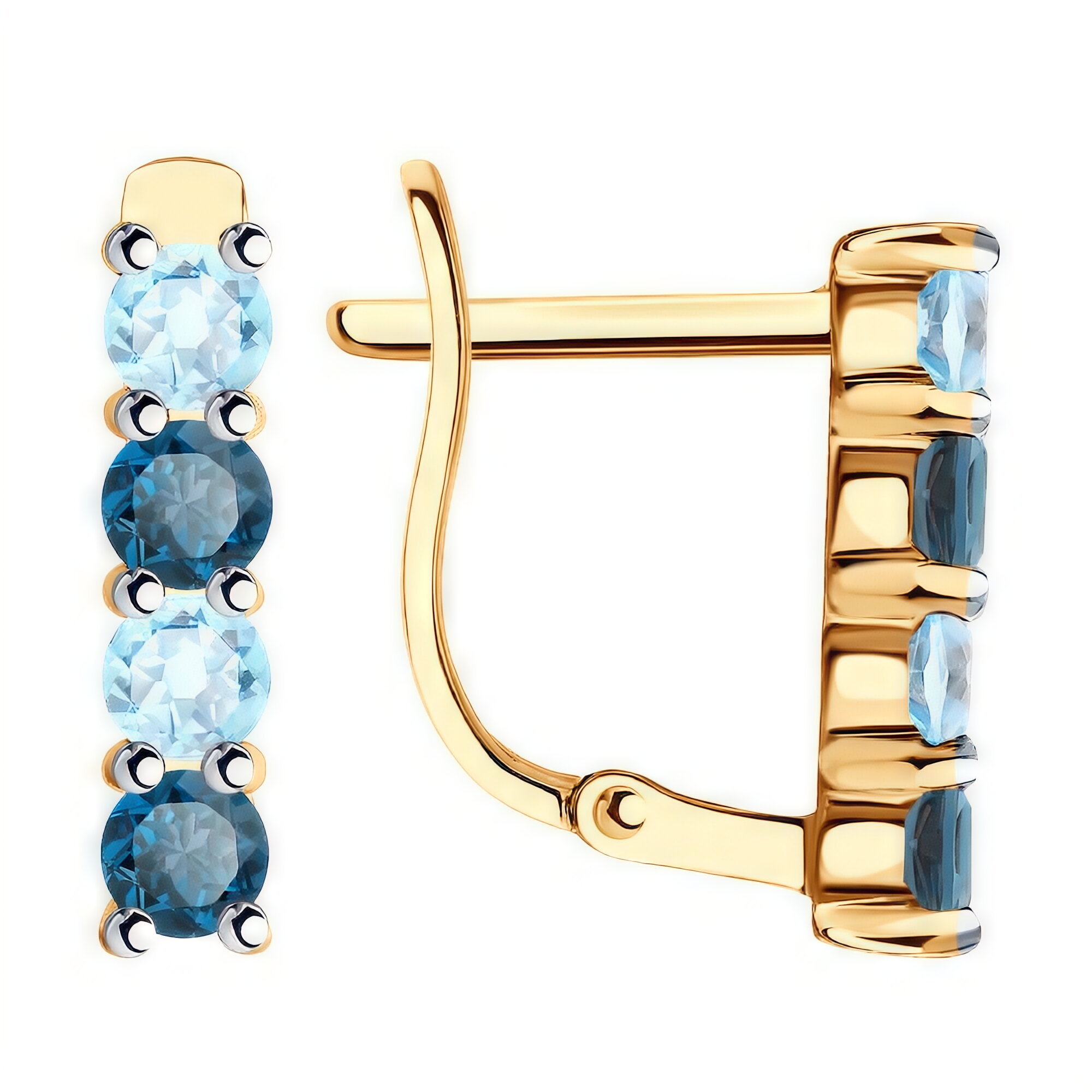 Серьги, красное золото, 585 проба, Лондон топаз, топаз