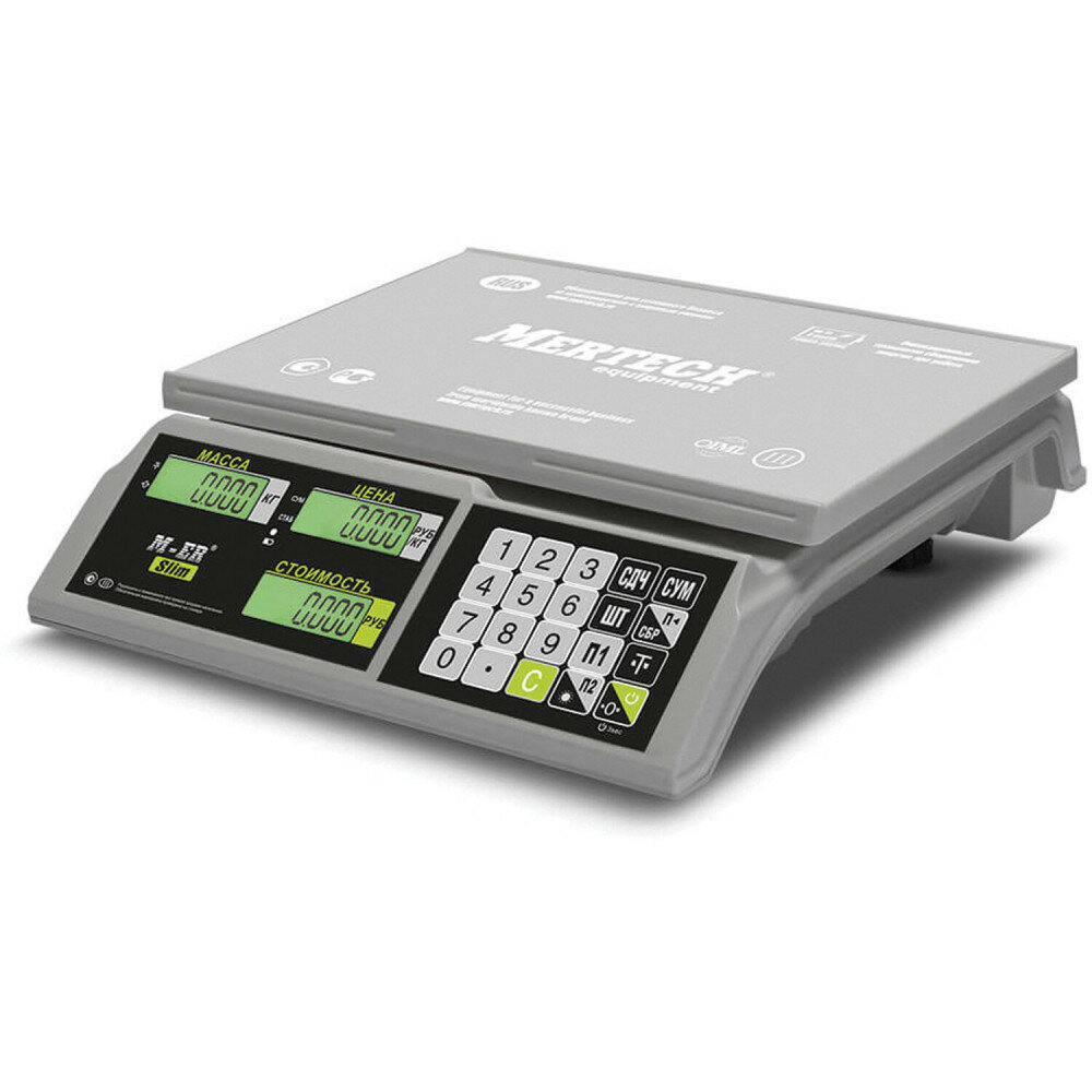 Весы торговые MERTECH M-ER 326AC-32.5 LCD (0,1-32 кг), дискретность 10 г, платформа 325x230 мм, без стойки, 3041, 1 шт
