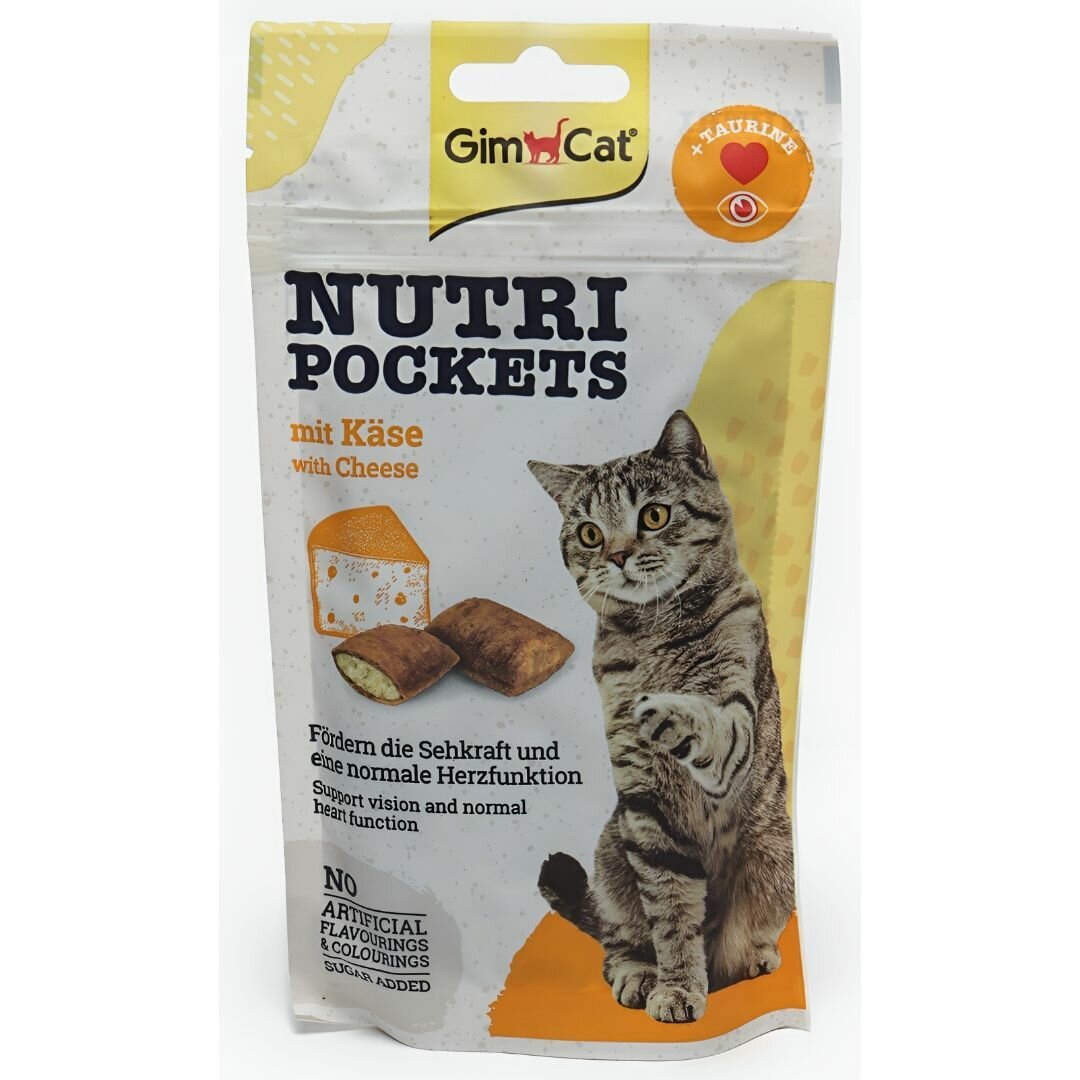 Лакомства для кошек GimCat Nutri Pockets со вкусом сыра (2шт по 60г)