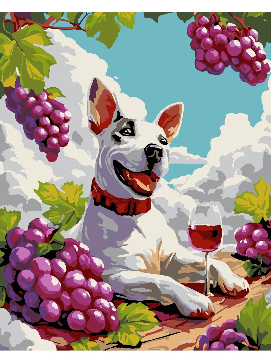 Картина по номерам "Бультерьер на Олимпе", акриловые краски, холст на подрамнике, 40x50 см