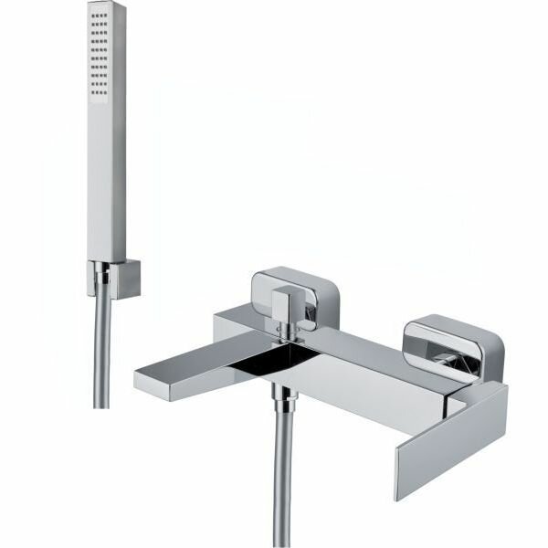 Смеситель однорычажный Fiore (Фиоре) Kube, для ванны с набором для душа, золото, 100OO8552