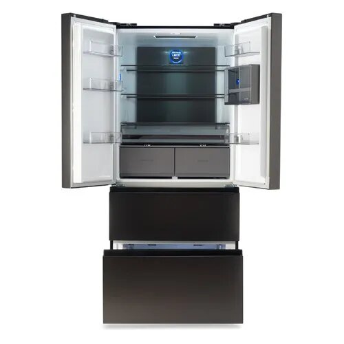 Холодильник трехкамерный Hyundai CM55043F Side by Side, инверторный черная сталь