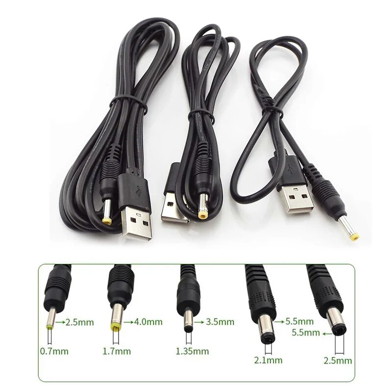 USB кабель для питания DC 2.5 3.5 1.35 4.0 1.7 5.5 2.1 5.5 мм 0.5 Meter, 2.5mm x 0.7mm