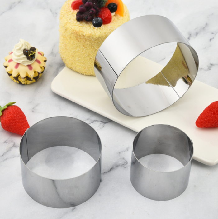 Форма для выпечки мини торта круглая. 3в1 кольца кулинарные Cake ring. Формочки для кексов/пирожных. Набор/комплект нержавейки для кондитерских изделий.